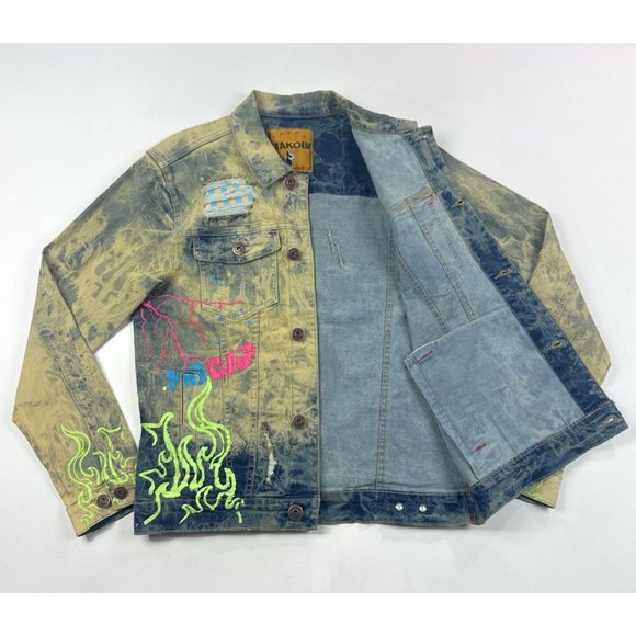 Makobi | Jackets & Coats | Makobi Mens Small Denim Jean Jacket Acid ...